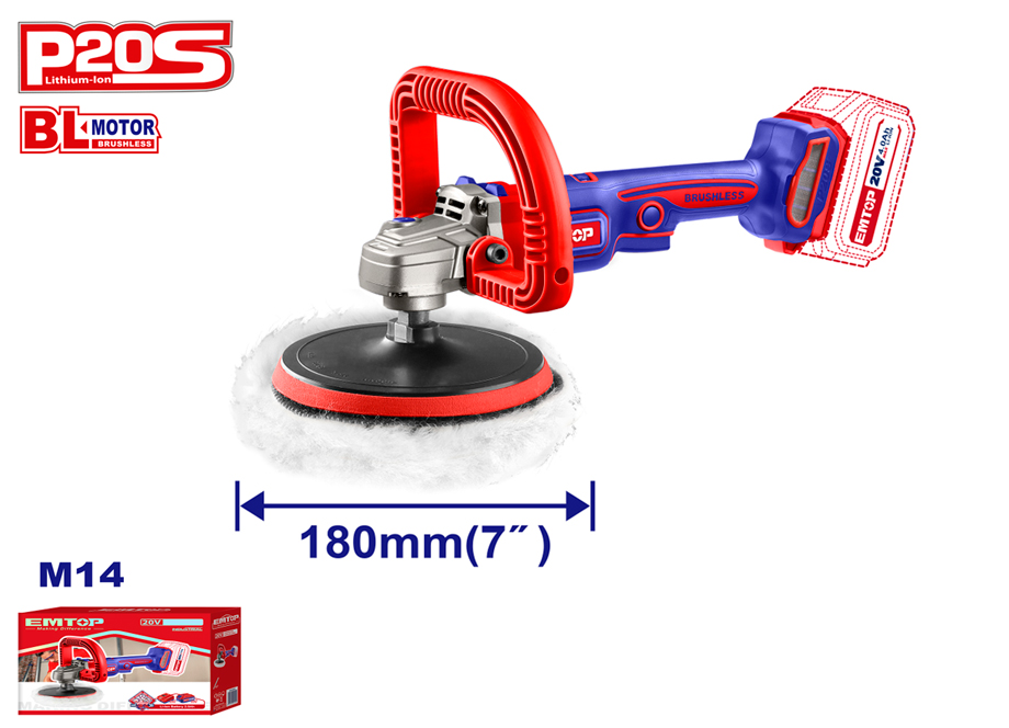 PULIDORA 180MM BATERIA 20V EMTOP P20S (BATERIA Y CARGADOR NO INCLUIDOS) | Millasur | Maquinaria ...